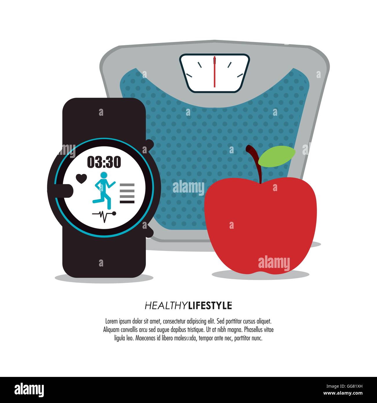 scale apple and watch icon. Healthy lifestyle design. Vector gr Stock ...