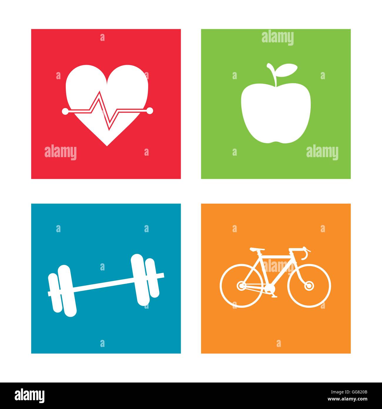 weight apple bike and heart icon. Vector graphic Stock Vector Image & Art - Alamy