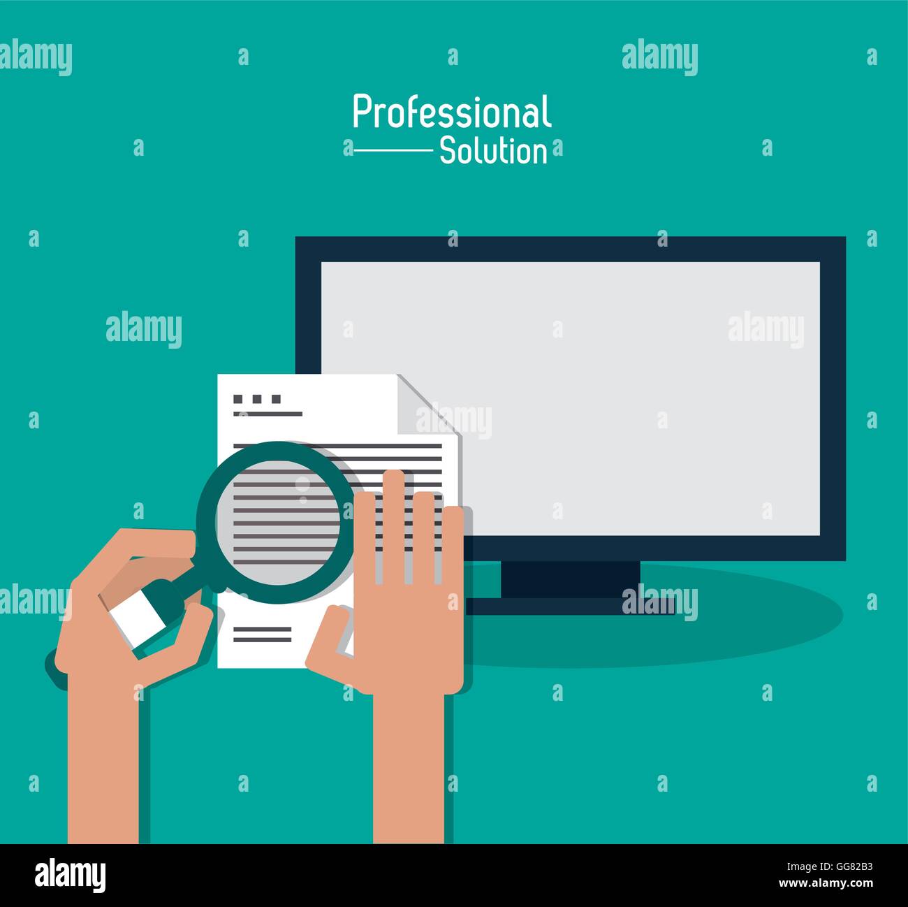 computer and document icon. Proffesional Solution. Vector graphi Stock ...