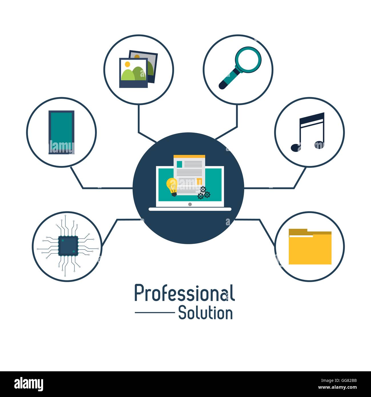 Laptop and icon set. Proffesional Solution. Vector graphic Stock Vector ...