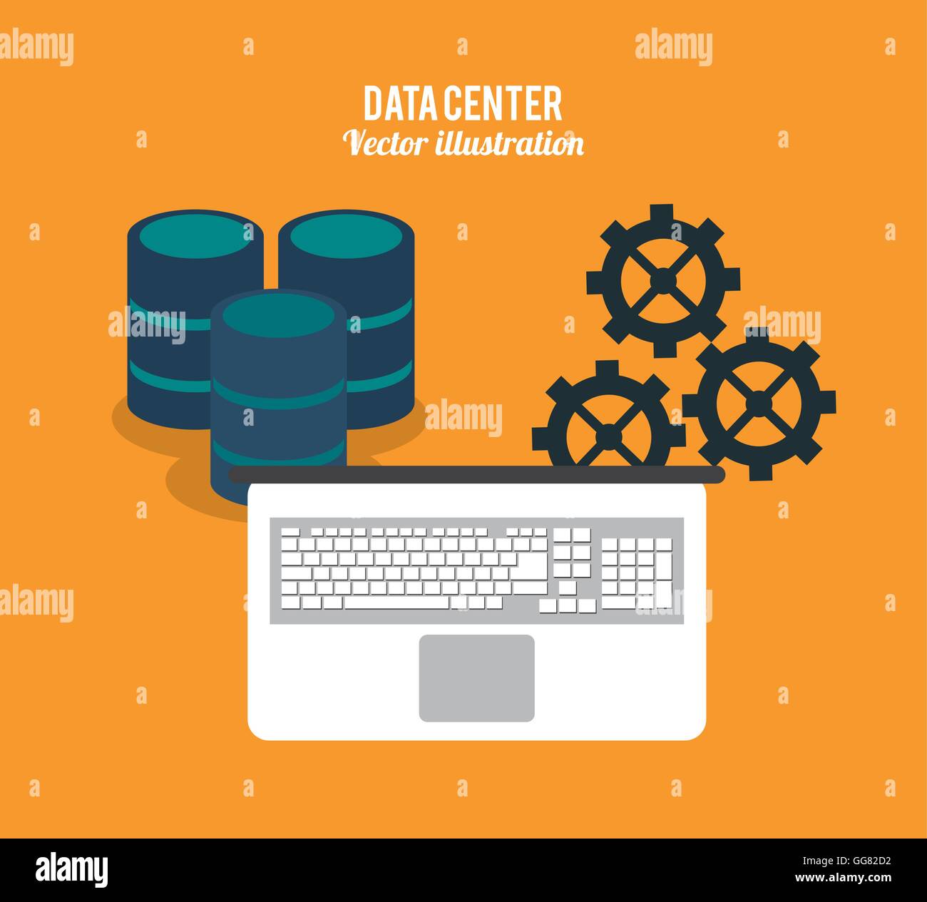 laptop and gears, icon. Data center design. Vector graphic Stock Vector ...
