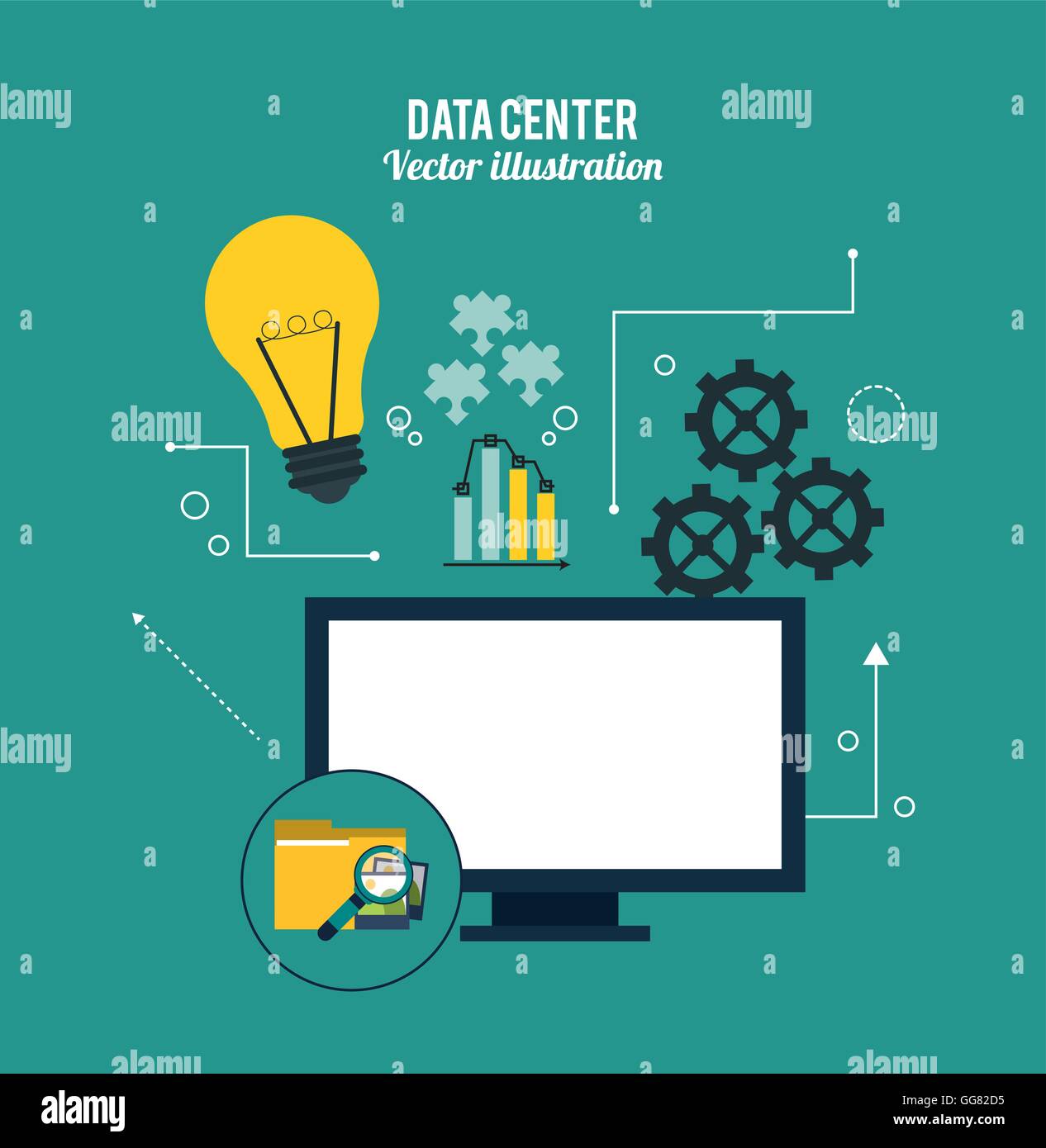 Computer and icon set. Data center design. Vector graphic Stock Vector ...