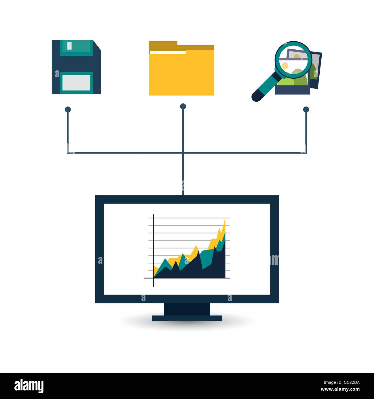Infographic inside computer icon. Proffesional Solution. Vector Stock ...