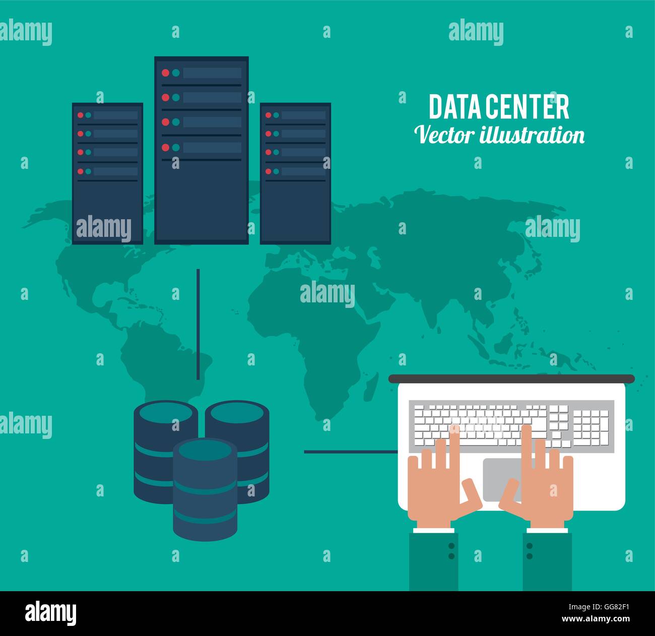 laptop and map icon. Data center design. Vector graphic Stock Vector ...
