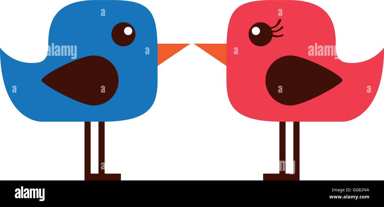 couple cute birds red icon Stock Vector Image & Art - Alamy