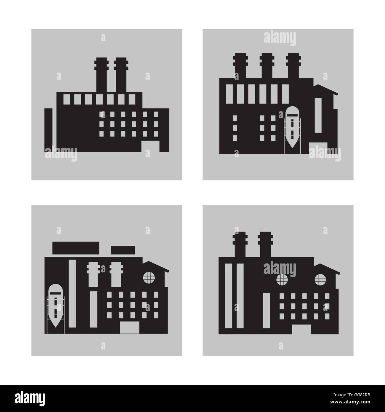 Plant silhouettes building chimney factory icon. Vector graphic Stock ...