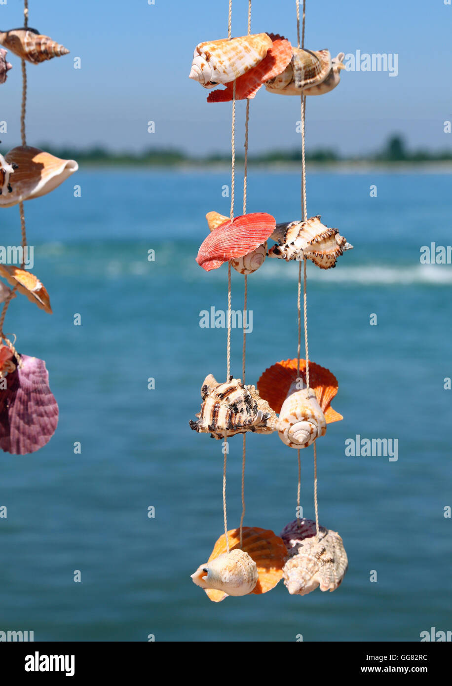 shells hanging from a wire to decorate the House in the souvenir shop ...