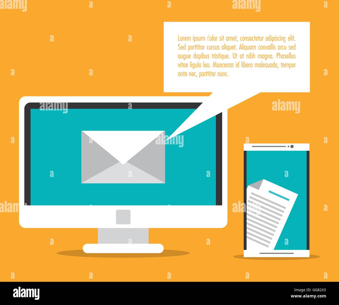 Envelope computer document bubble smartphone email icon. Vector Stock ...