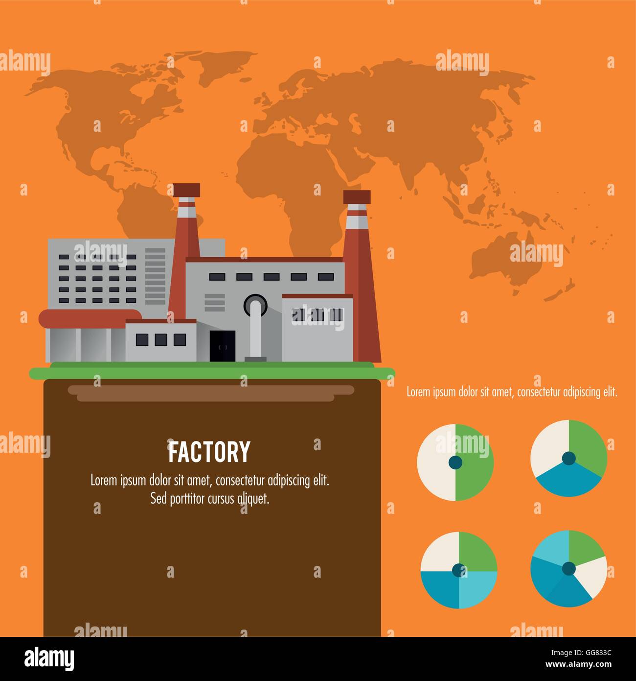 Plant infographic map earth factory icon. Vector graphic Stock Vector ...