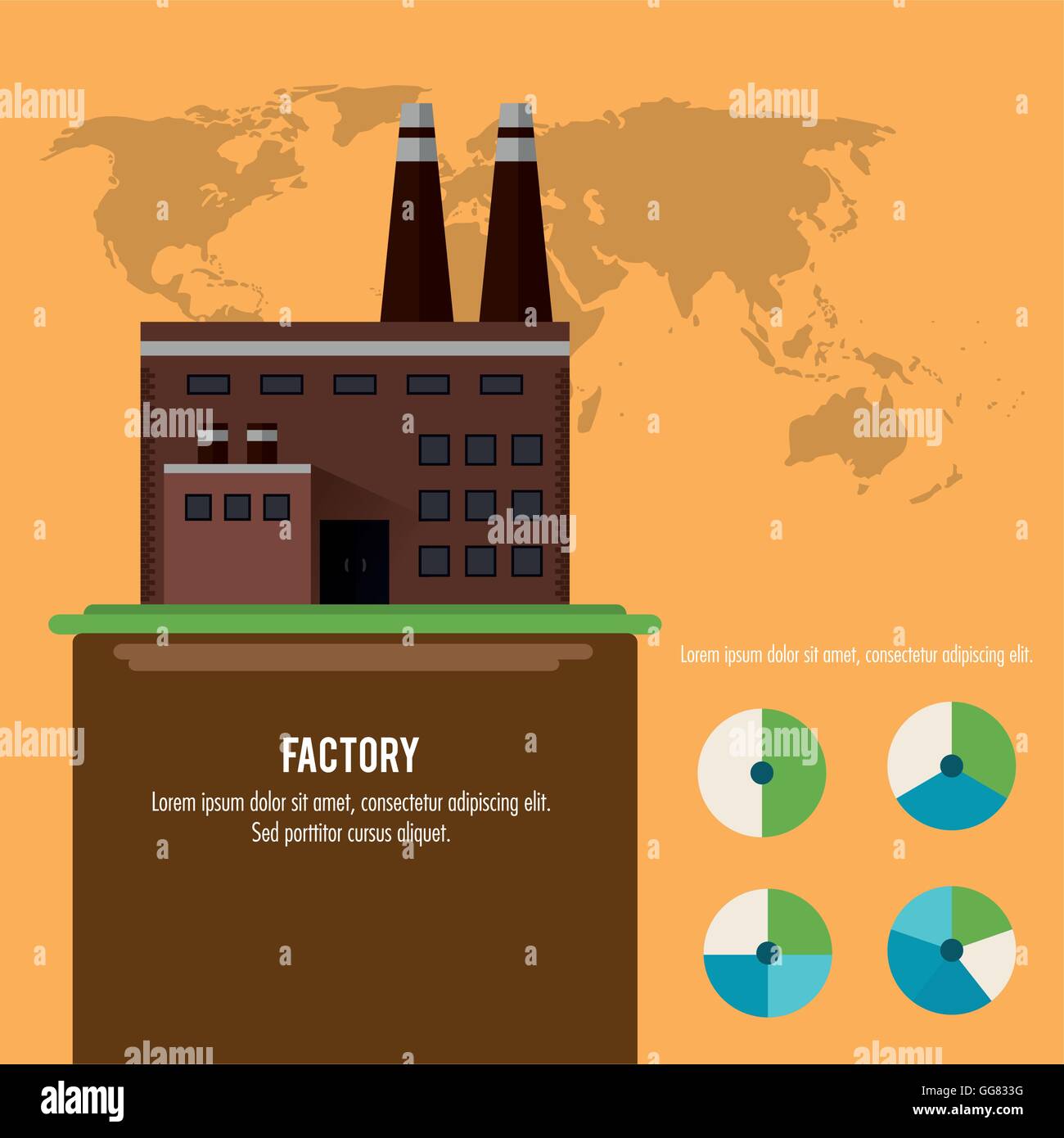 Plant infographic map earth factory icon. Vector graphic Stock Vector ...