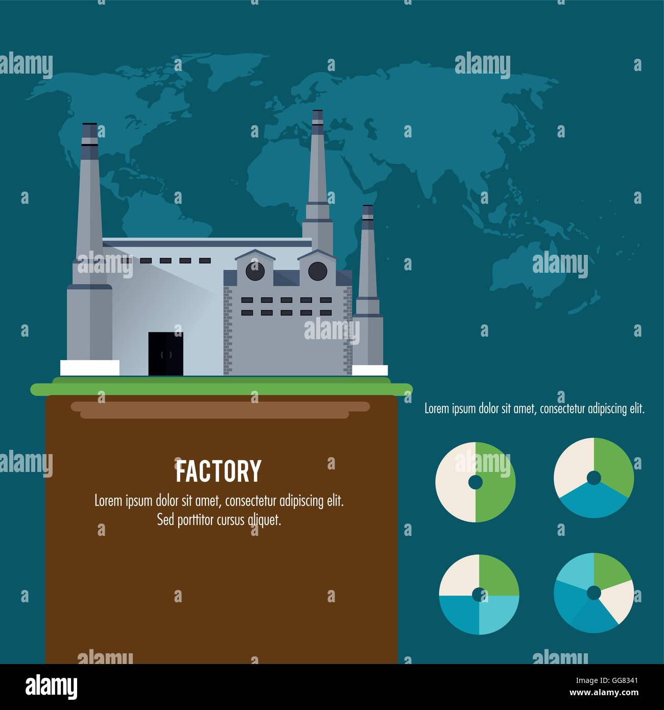 Plant infographic map earth factory icon. Vector graphic Stock Vector ...