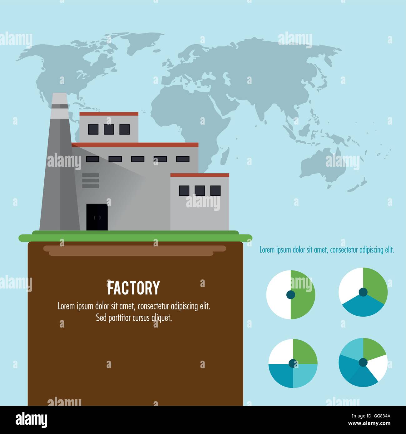 Plant infographic map earth factory icon. Vector graphic Stock Vector ...