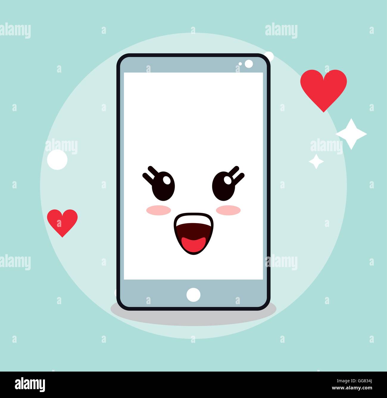 smartphone kawaii cartoon happy cute icon. Vector graphic Stock Vector ...