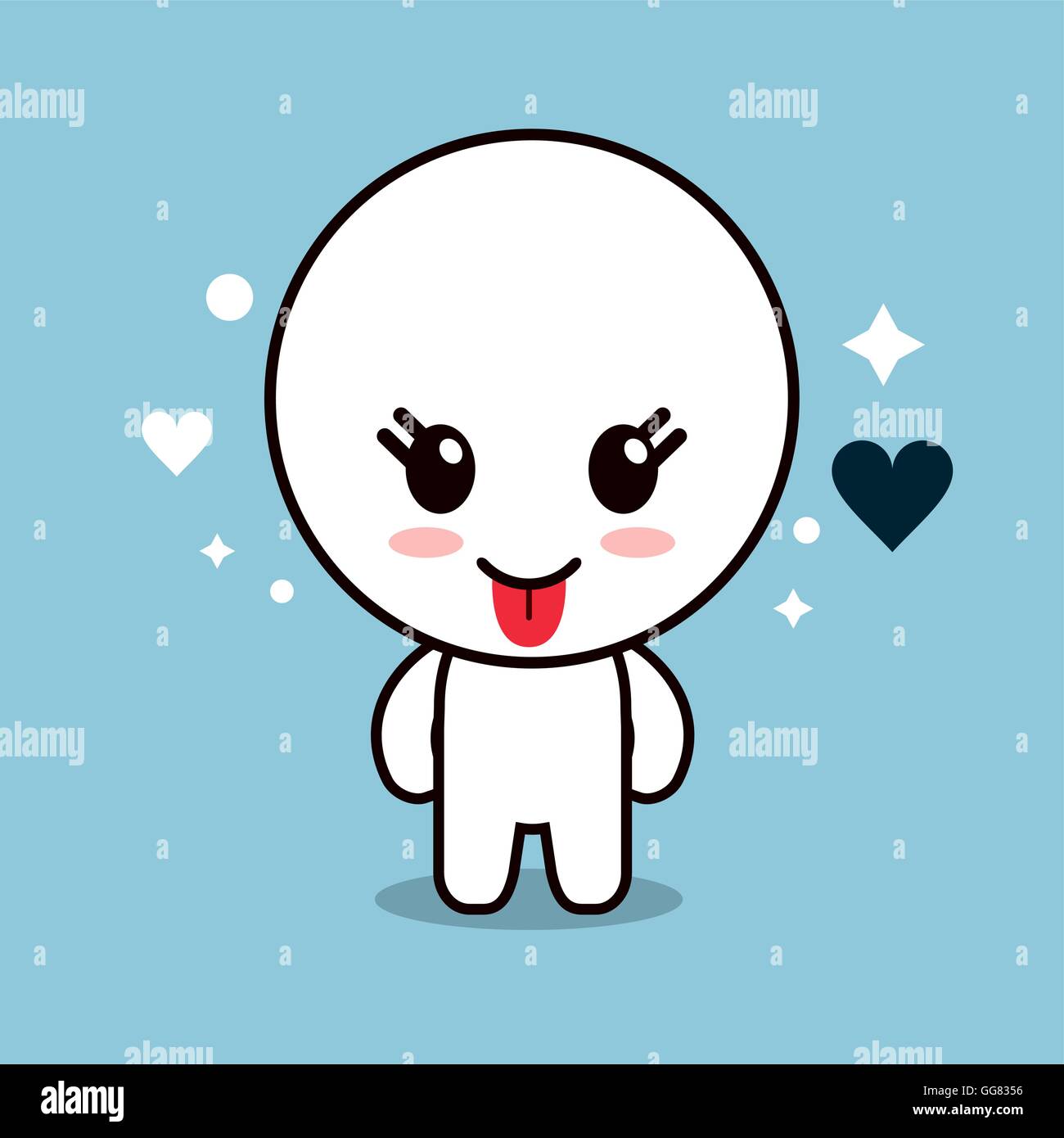 Kawaii cartoon circle face expression cute icon. Vector graphic Stock ...