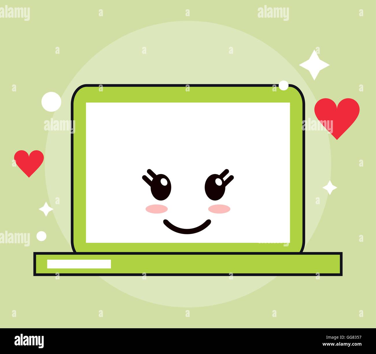 Laptop kawaii cartoon funny cute icon. Vector graphic Stock Vector ...