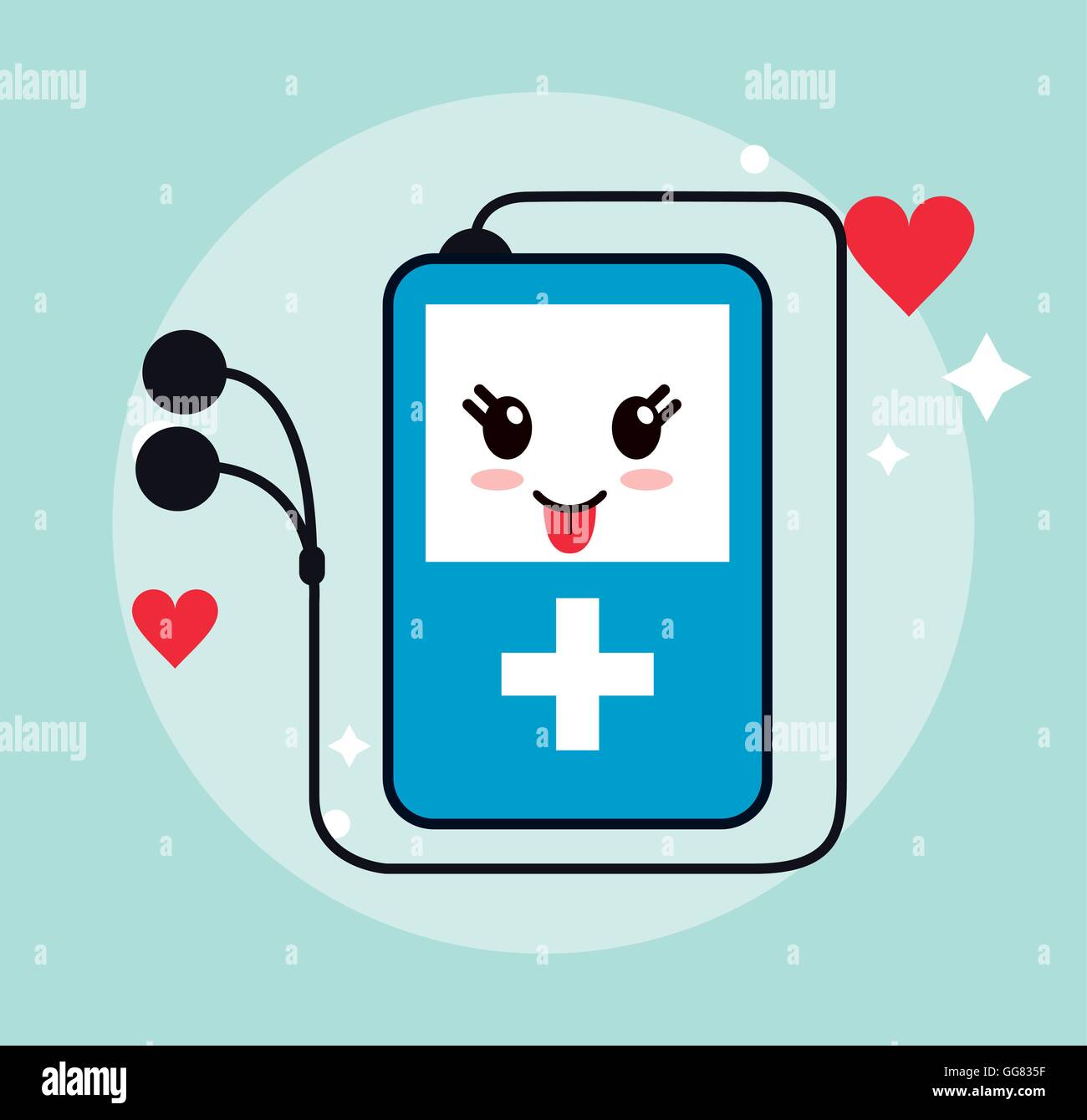 mp3 kawaii cartoon happy cute icon. Vector graphic Stock Vector Image ...