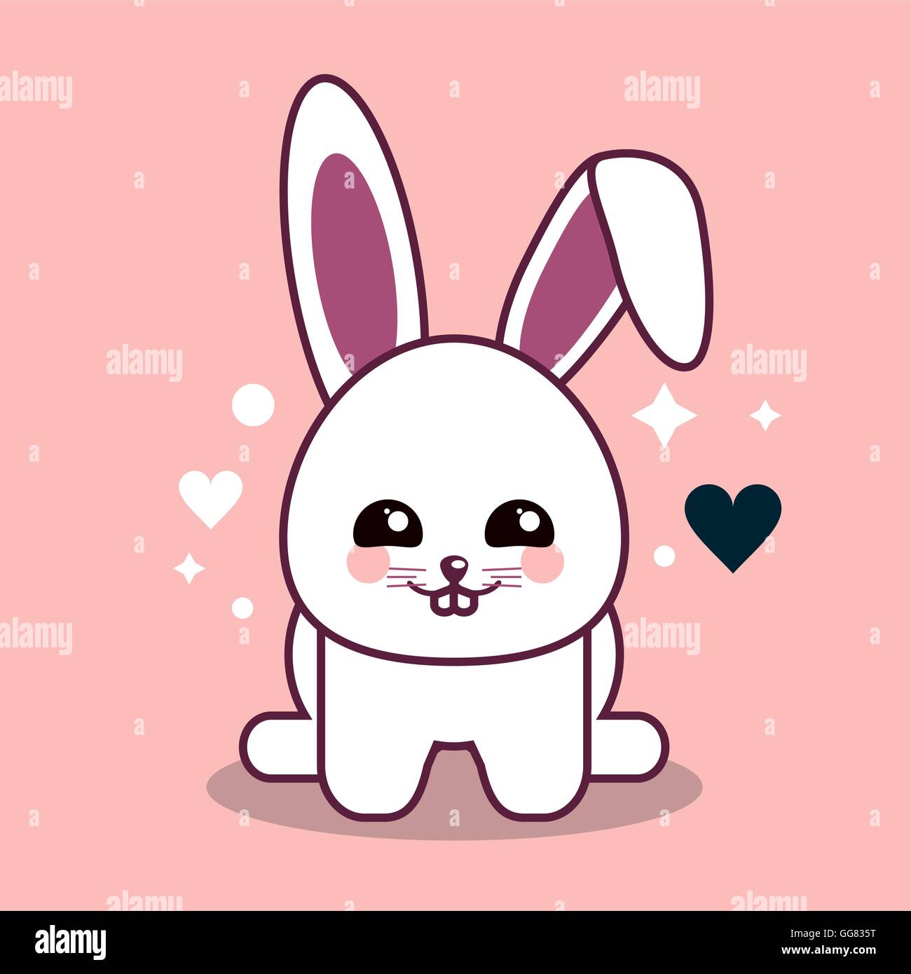 Rabbit kawaii cartoon happy cute icon. Vector graphic Stock Vector ...