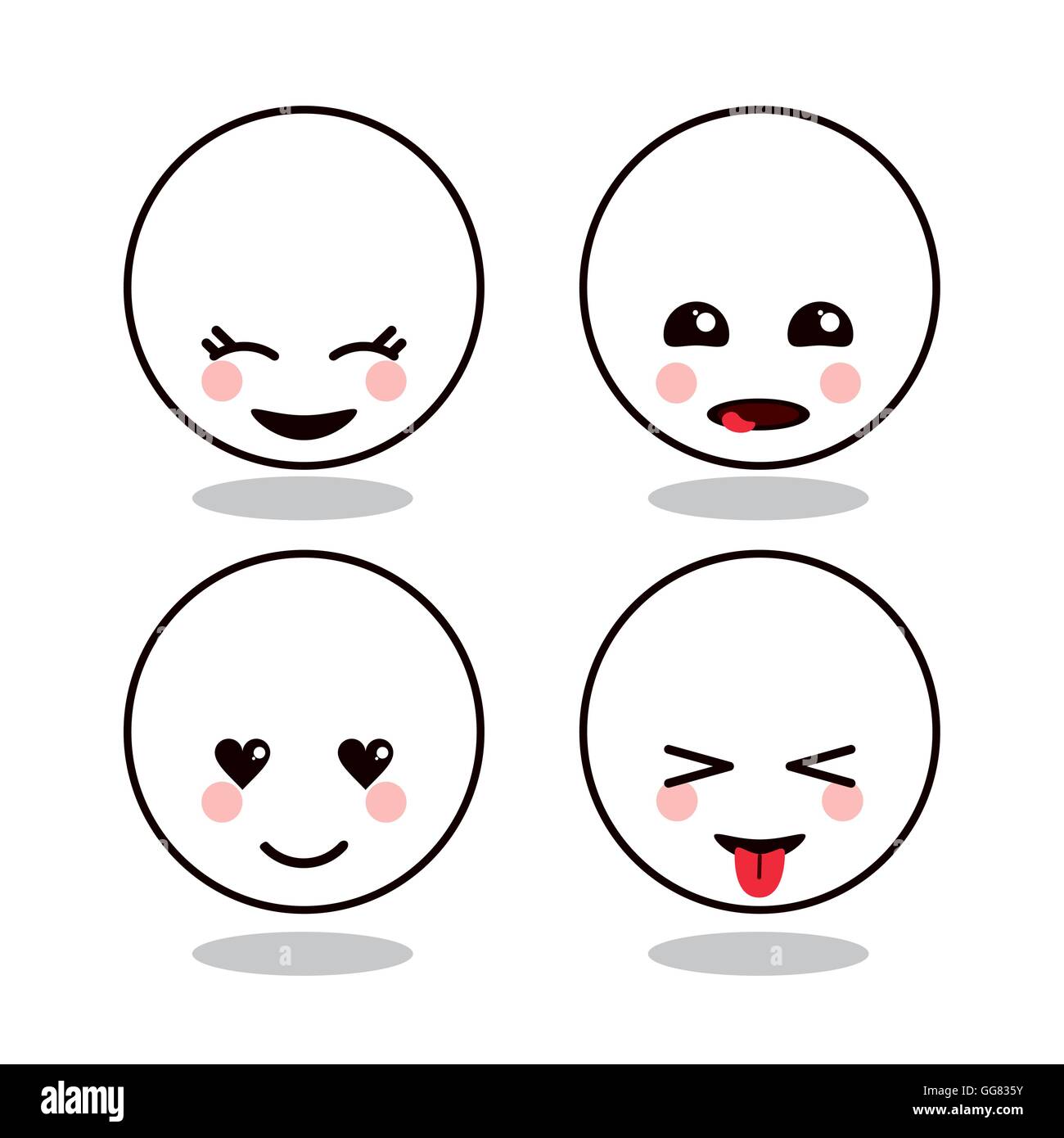 Kawaii cartoon circle face expression hi-res stock photography and ...