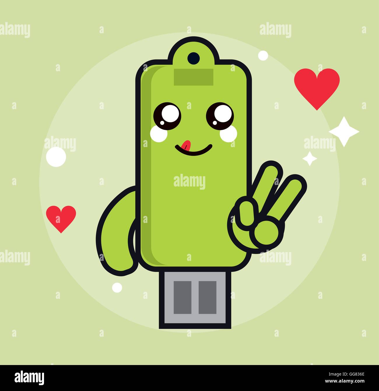 Usb kawaii cartoon happy cute icon. Vector graphic Stock Vector Image ...