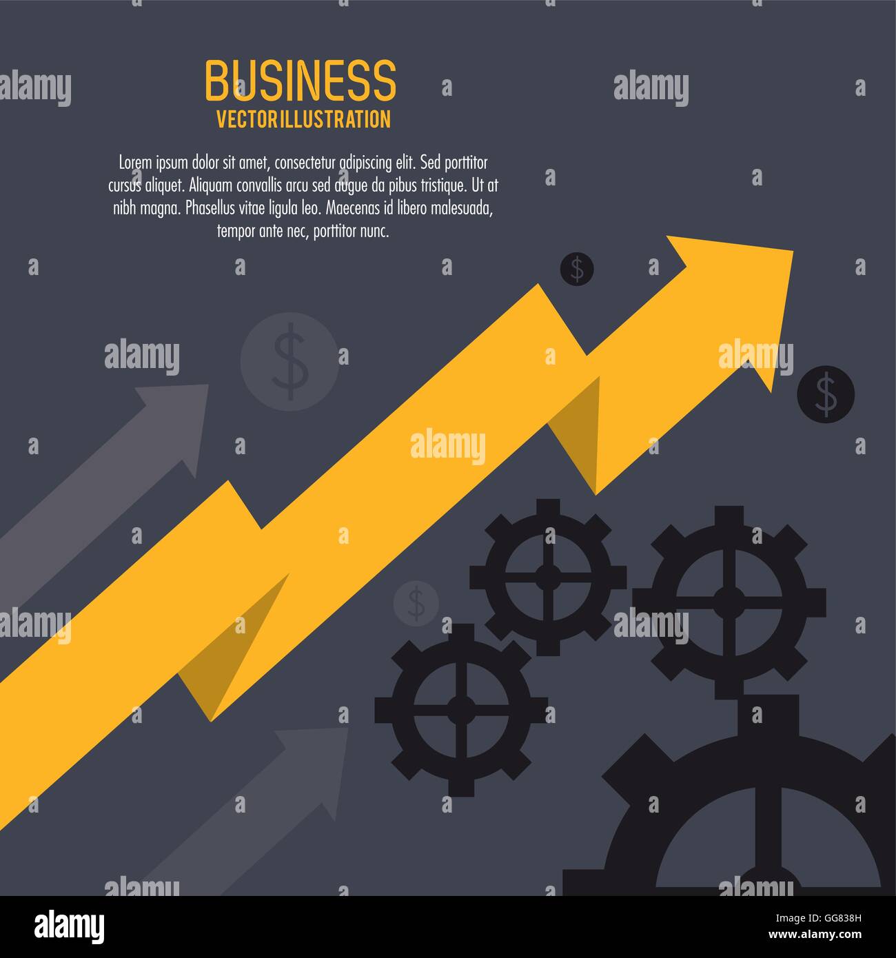 Arrow growth gears business icon. Vector graphic Stock Vector Image ...