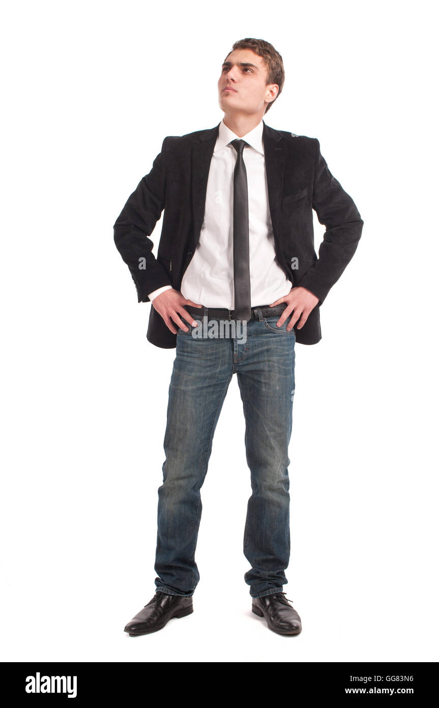 man in business suit standing on an isolated background Stock Photo - Alamy