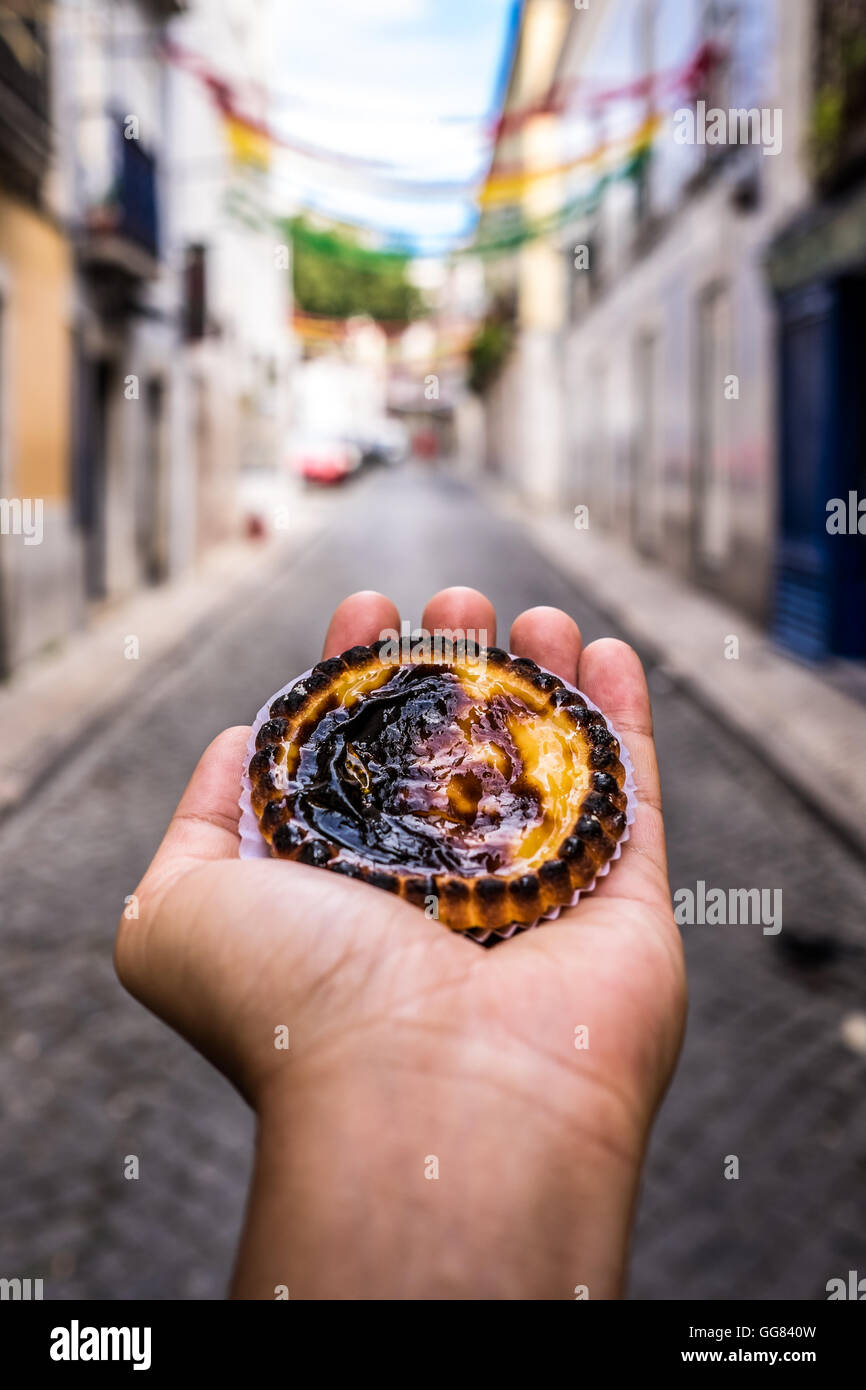 The typical Pastel de Nata cake from Lisbon Stock Photo - Alamy