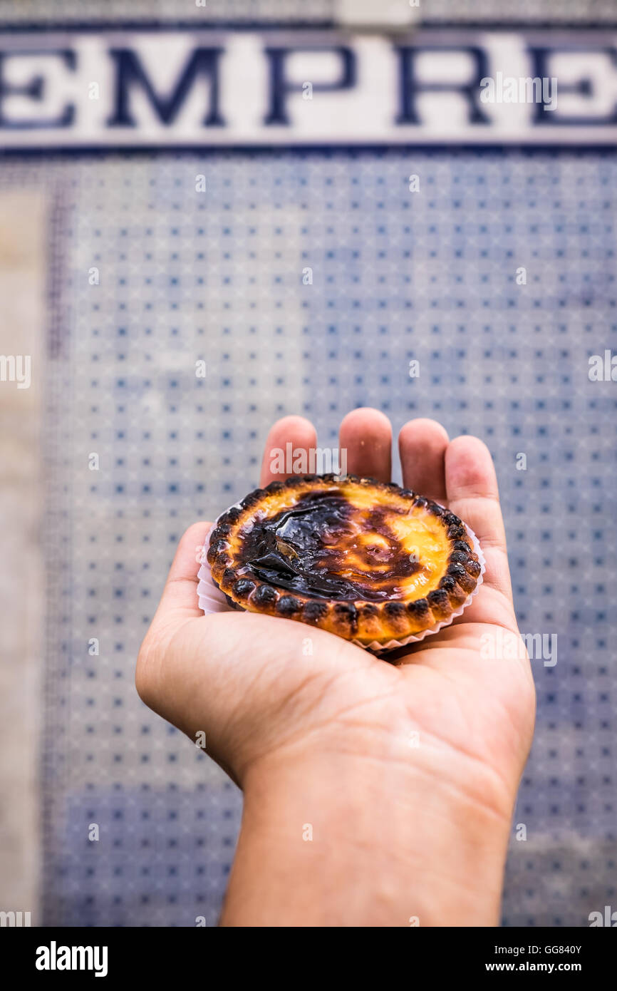 The typical Pastel de Nata cake from Lisbon Stock Photo - Alamy