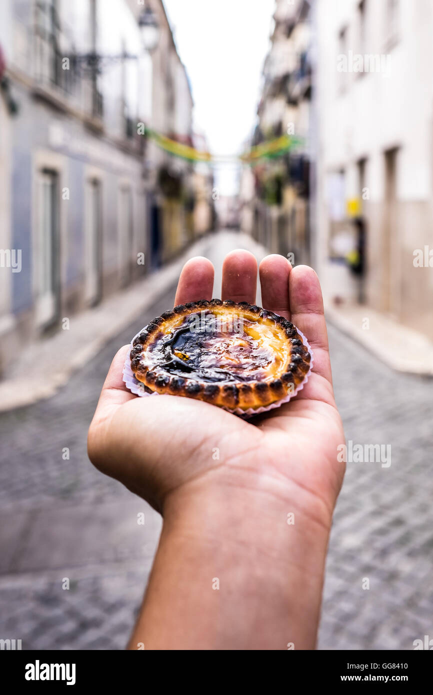 The typical Pastel de Nata cake from Lisbon Stock Photo - Alamy