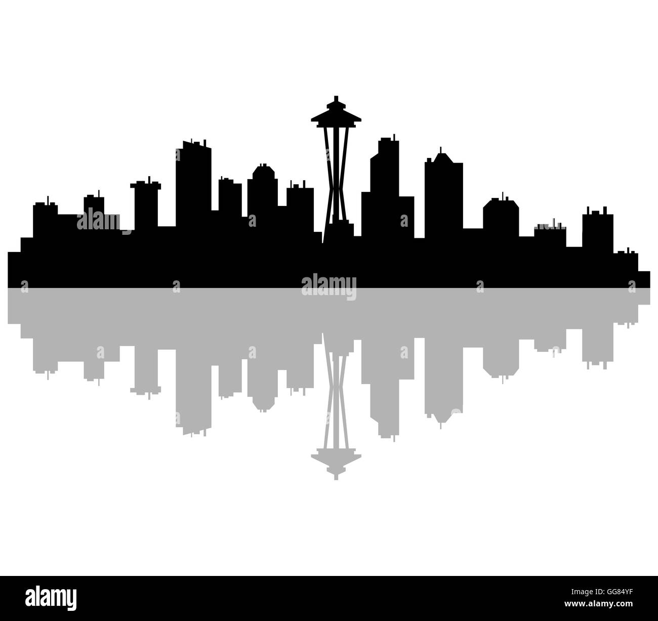 Seattle skyline silhouette Black and White Stock Photos & Images - Alamy