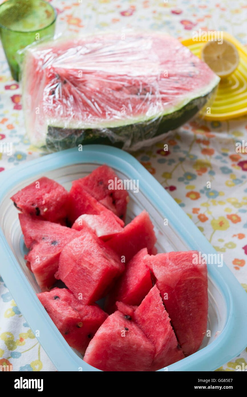 cubes of ice-cold watermelon Stock Photo - Alamy