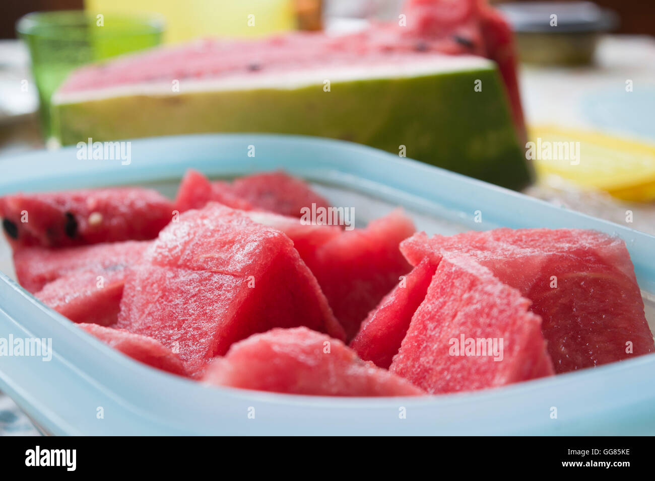cubes of ice-cold watermelon Stock Photo - Alamy