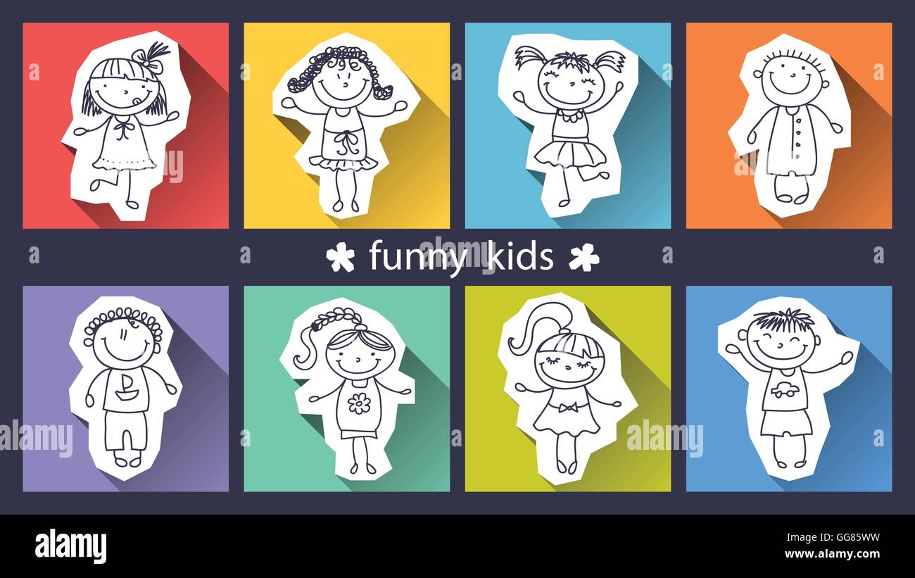 set of funny kids on background Stock Vector Image & Art - Alamy