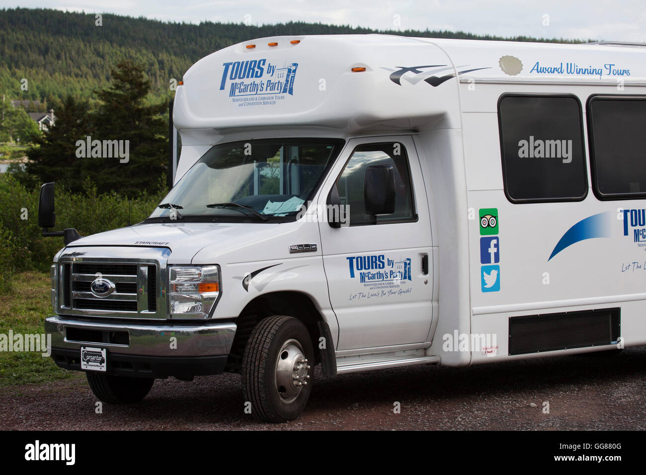 A tour bus, operated by McCarthy's Party at Harbour Grace, Newfoundland ...
