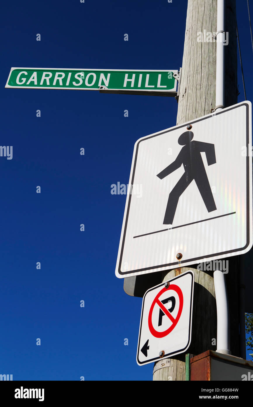 Sign for a pedestrian crossing on Garrison Hill in St John's ...