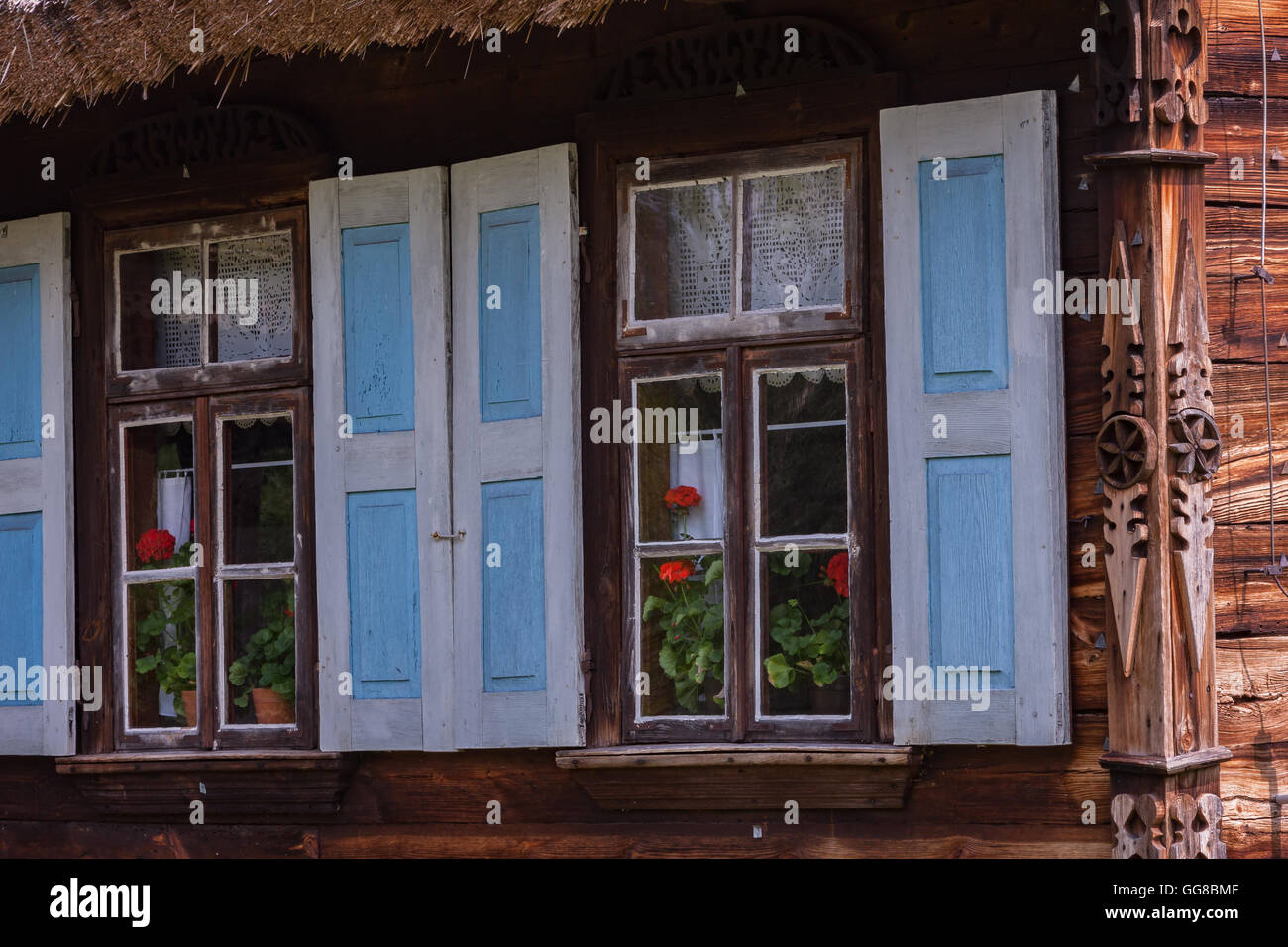 Rural architecture - window. Windows on old wooden house Stock Photo ...