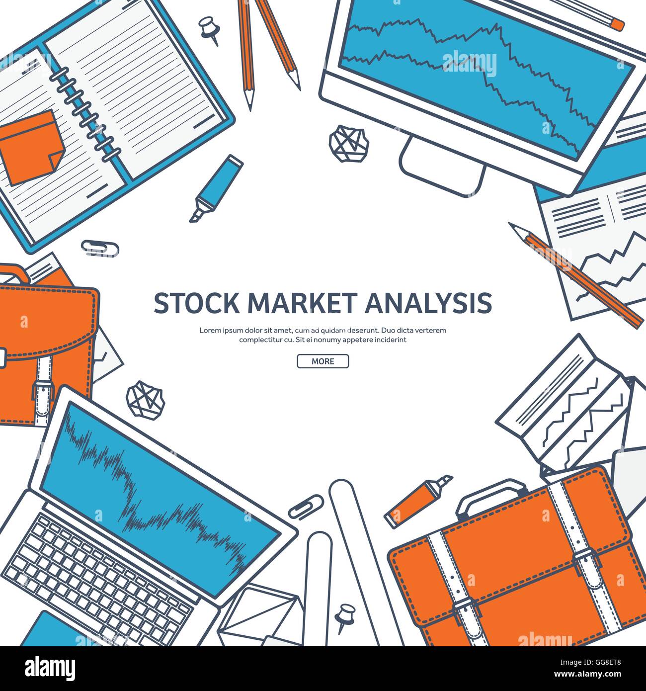 Line art.Vector illustration. Flat background. Market trade. Trading ...