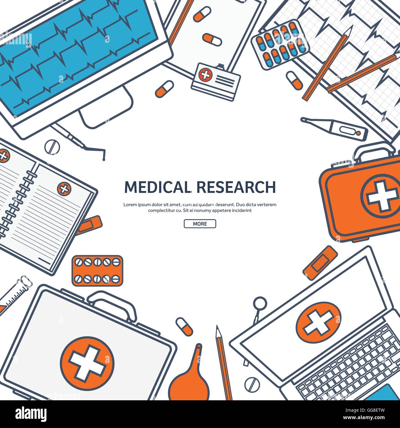 Line art.Medical flat background. Health care,first aid,research ...