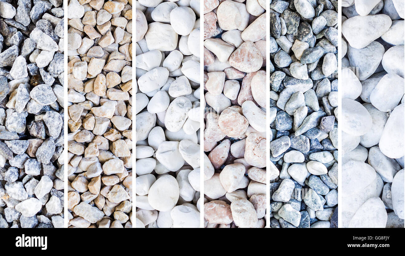 mixture of six different stone types, white vertical stripes, variation ...