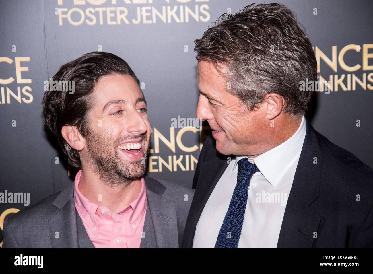 New York, NY, USA. 9th Aug, 2016. Simon Helberg, Hugh Grant at arrivals ...
