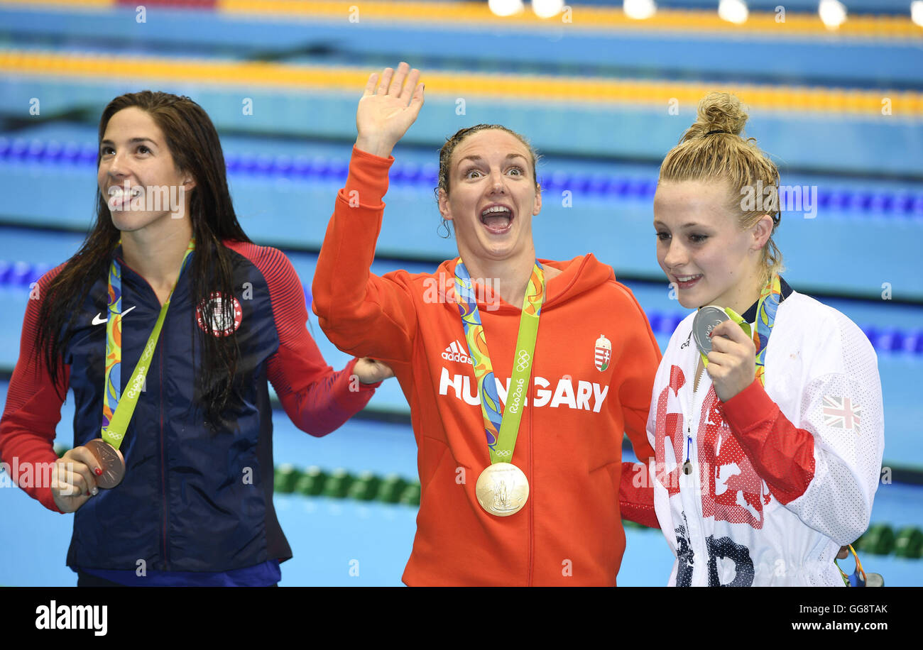 Rio De Janeiro, Brazil. 9th Aug, 2016. Gold medalist Hungary's Katinka ...