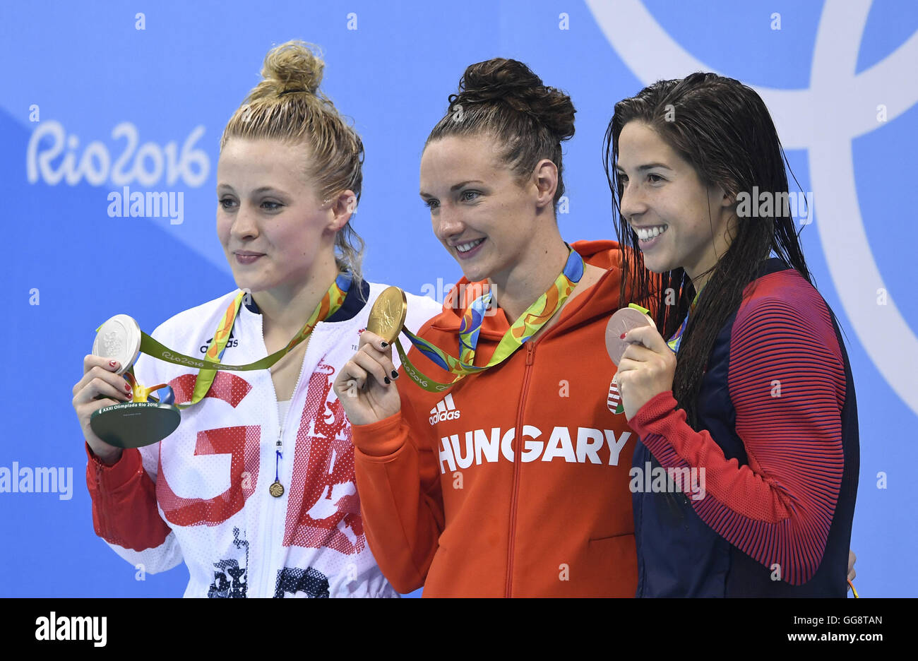 Rio De Janeiro, Brazil. 9th Aug, 2016. Gold medalist Hungary's Katinka ...