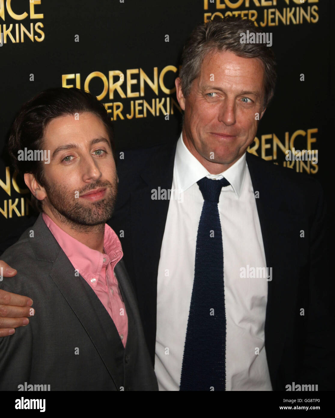 New York, USA. 9th Aug, 2016. Actors HUGH GRANT and SIMON HELBERG ...