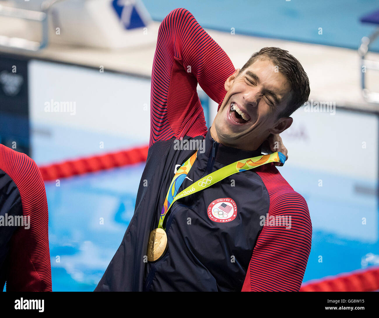 Rio De Janeiro, Brazil. 9th Aug, 2016. Gold medalist Michael Phelps ...