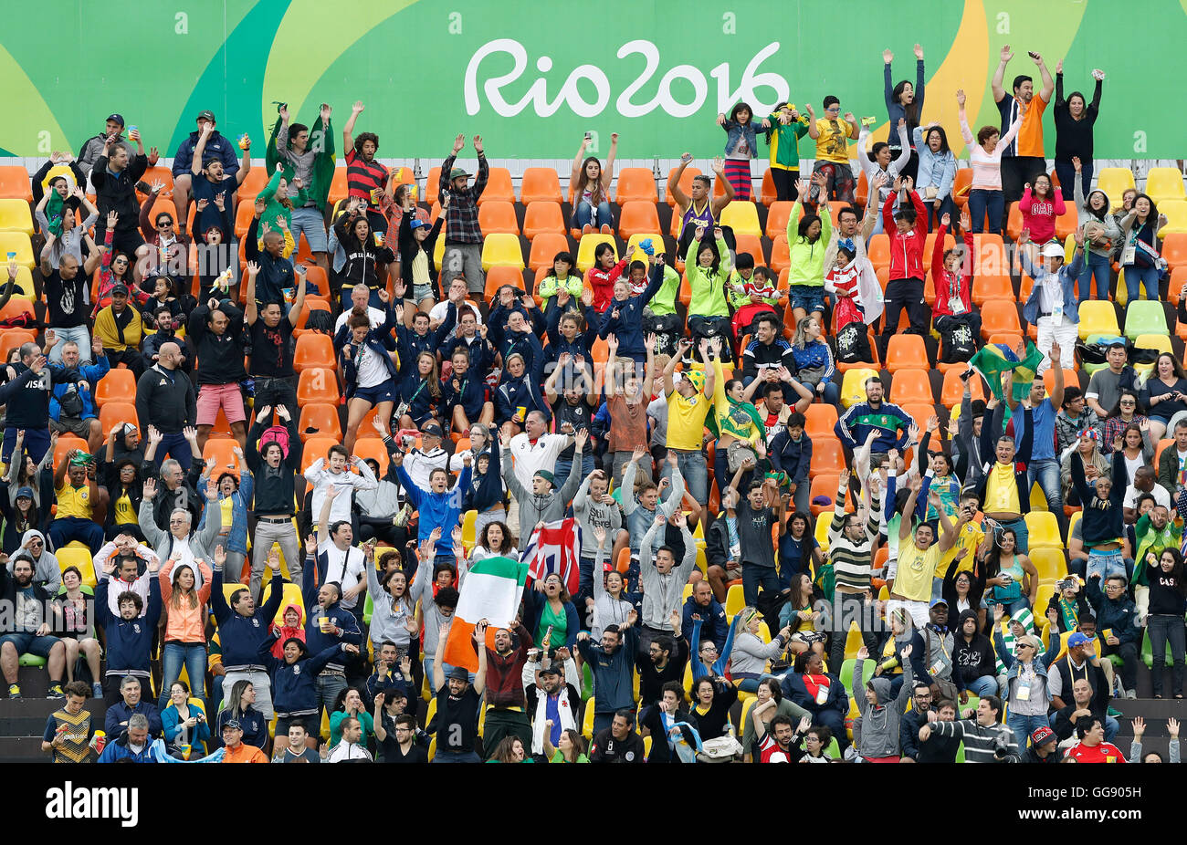 Rio de Janeiro, Brazil. 10th August, 2016. Olympics 2016 Rugby 7 - Fans ...