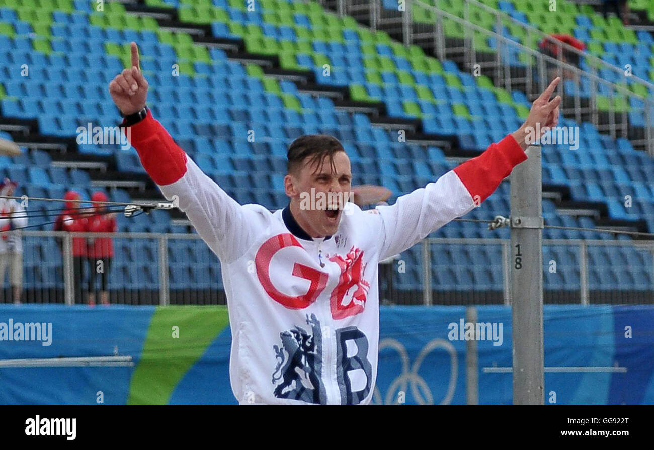 Rio de Janeiro, Brazil. 10th Aug, 2016. Joseph Clarke (GBR) celebrates ...
