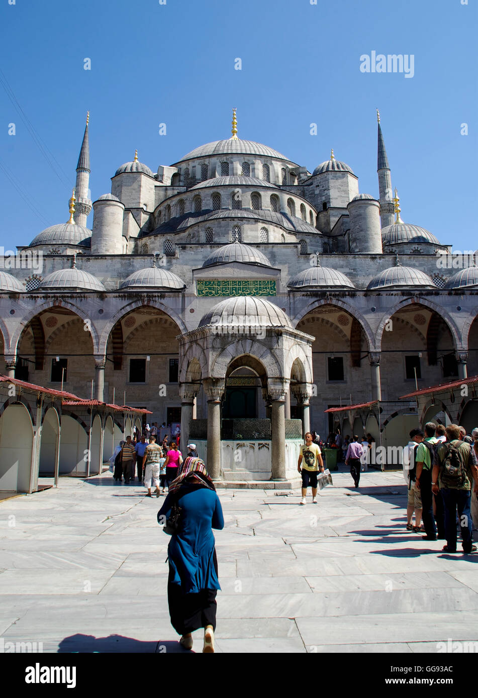 ISTANBUL, CIRCA AUGUST 2009 - People outside the Blue Mosque circa ...