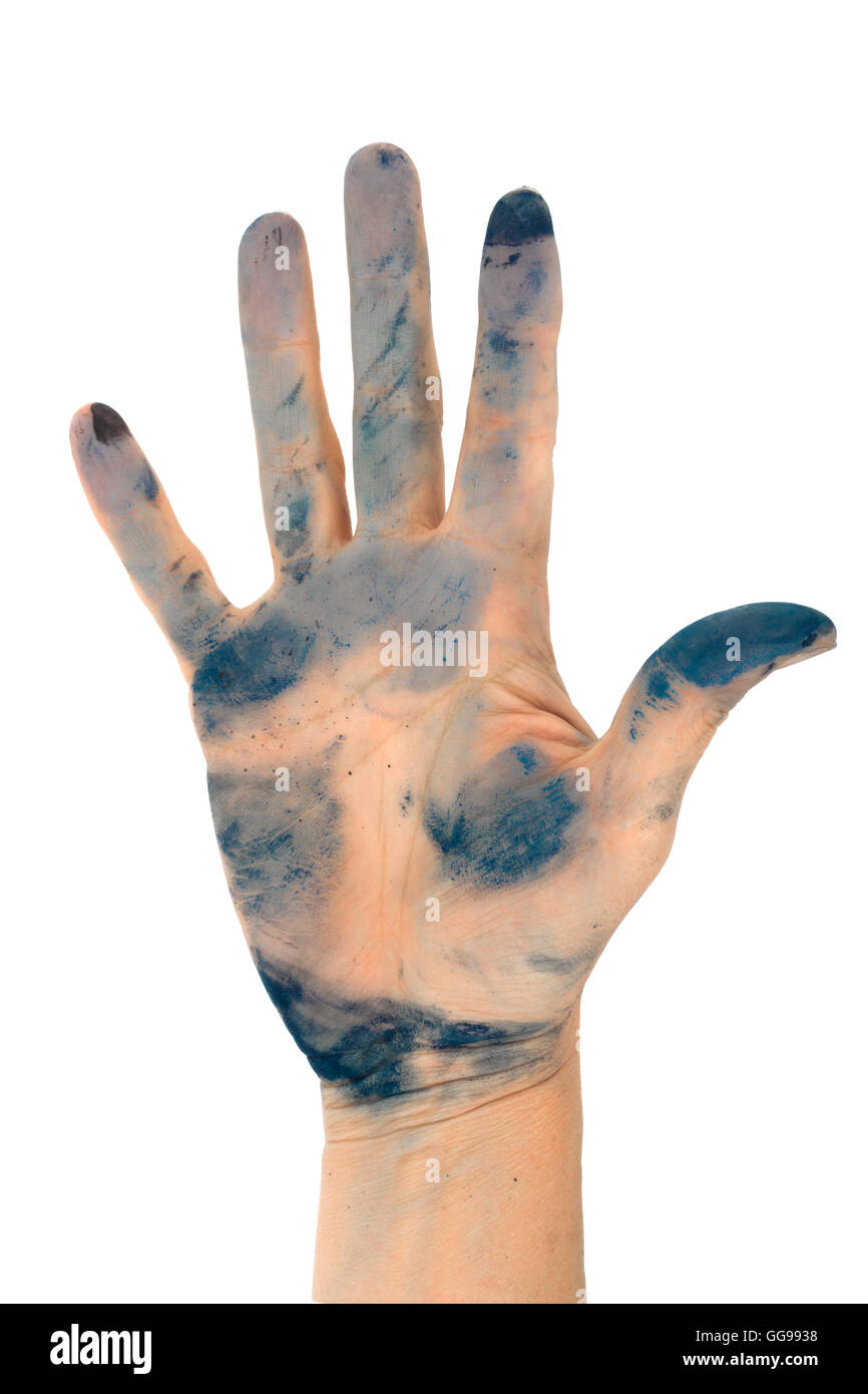 Female hand soiled by in ink, isolated on white background Stock Photo ...