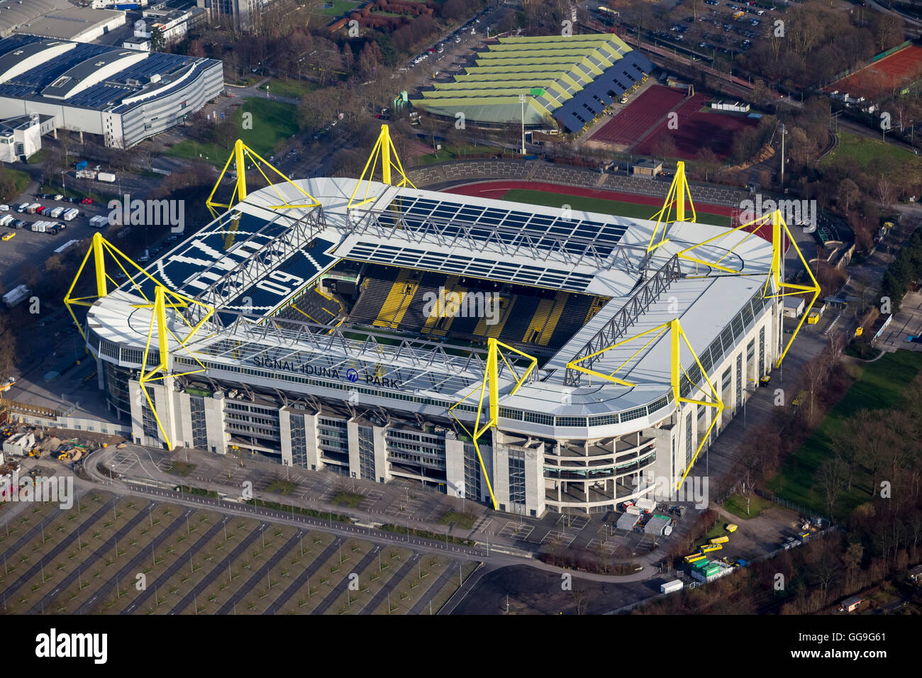 Aerial view, signal Idunal Park, BVB Stadium, Westfalenstadion Dortmund ...