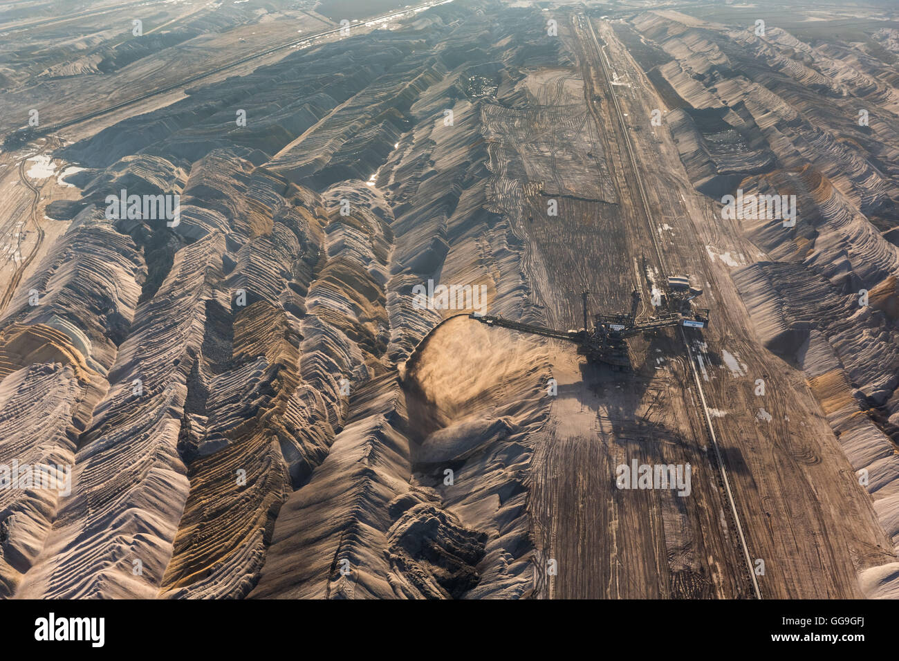Aerial view, Hambach open pit lignite mining Hambach, lignite ...