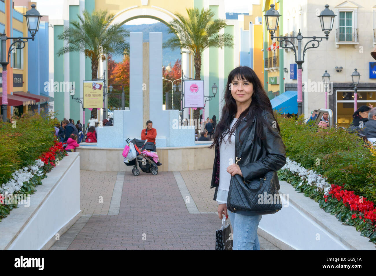 Roma, Italy - October 25, 2015: A girl do shopping in an outlet near ...
